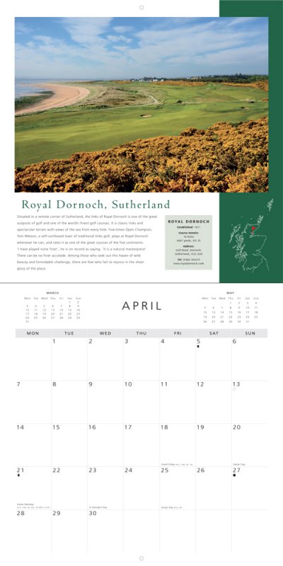 2025 Calendar Scottish Golf